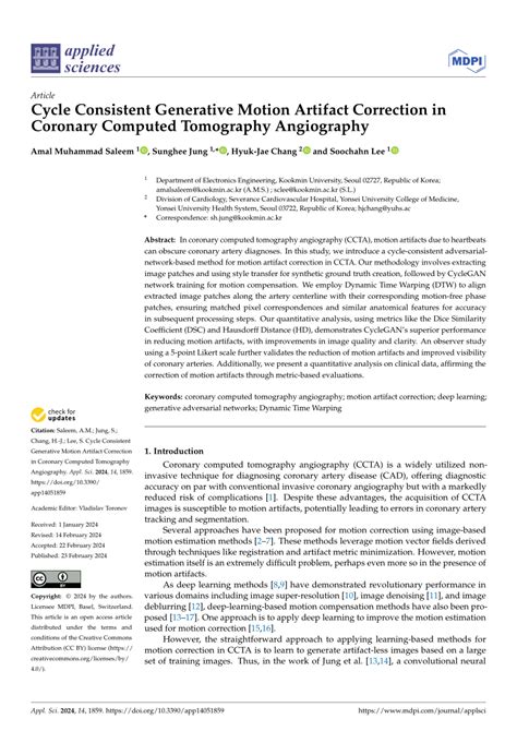 Pdf Cycle Consistent Generative Motion Artifact Correction In