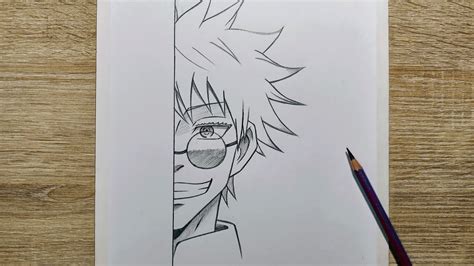 How To Draw Satoru Gojo Easy Anime Half Face Step By Step Jujutsu