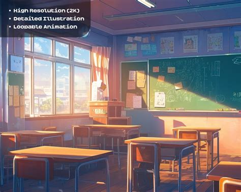 Anime School Classroom Animated Backgrounds Vtuber Stream Overlay