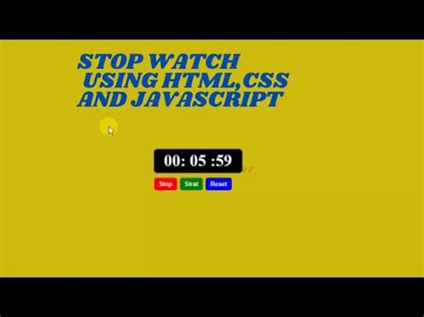 How To Make A Stop Watch Using Html CSS And JavaScript Stop Watch Using JavaScript Stop