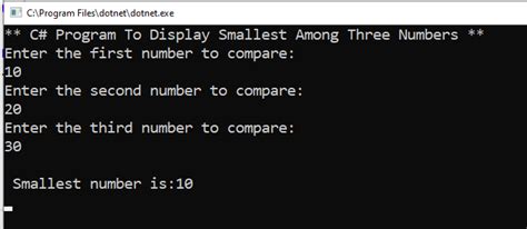 C Program To Display Smallest Among Three Numbers Programming