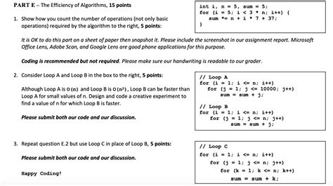 Solved PART E The Efficiency Of Algorithms Points Chegg