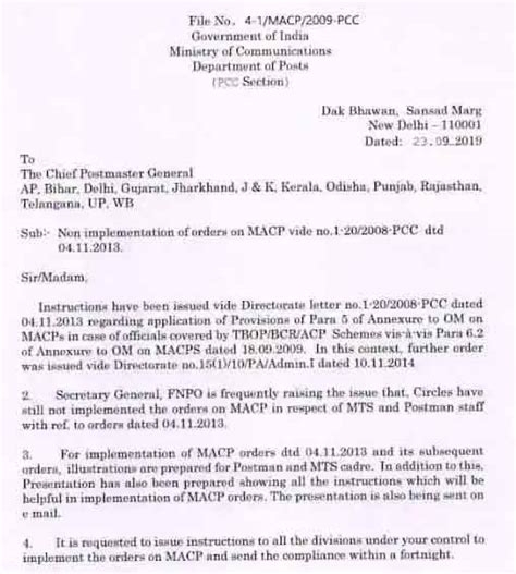 Non Implementation Of Orders On Macp Tbop Bcr Acp Schemes Dop Orders On Macp Mts And
