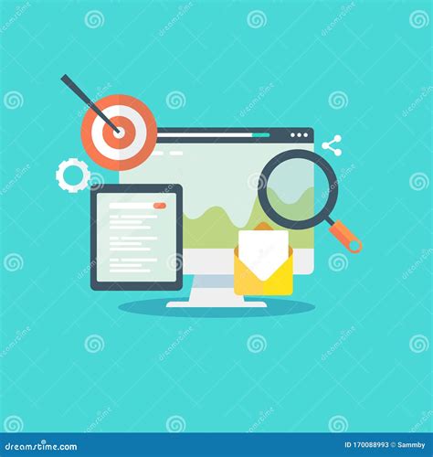 Flat Design Vector Illustration Seo Concept Search Engine