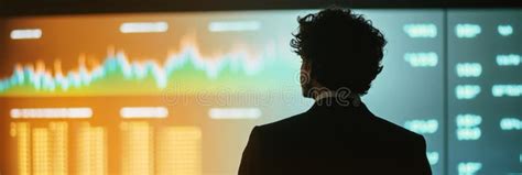 Businessman Analyzing Big Data Projected On Multiple Screens Stock