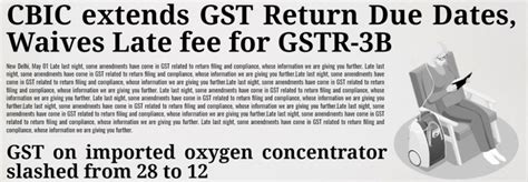 Gst Late Fee Capped At Rs 500 For Each Gstr 3b Return