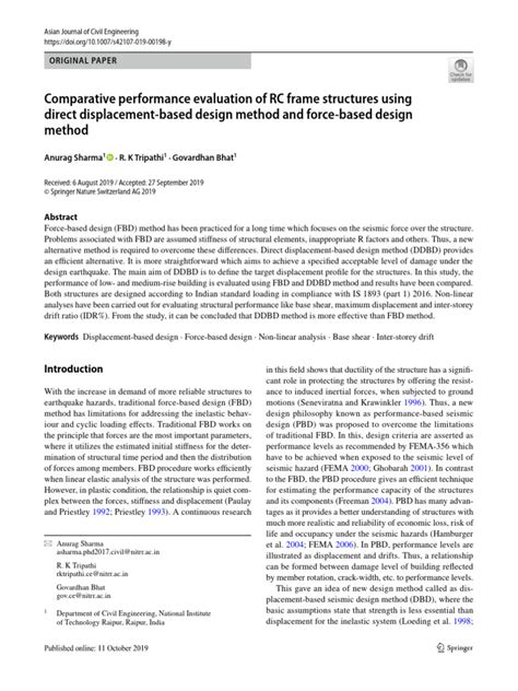 Comparative Performance Evaluation Of Rc Frame Structures Using Direct Displacement‑based Design