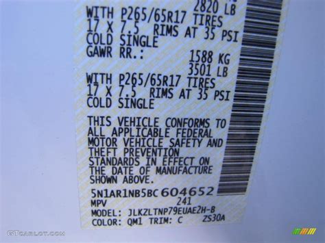 2011 Pathfinder Color Code Qm1 For Avalanche White Photo 38553273