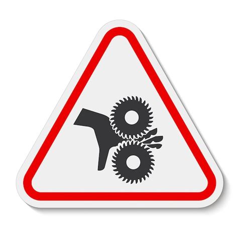 손가락 절단 회전 블레이드 기호 표시 터 일러스트레이션 백색 배경 레이블 Eps10 프리미엄 벡터