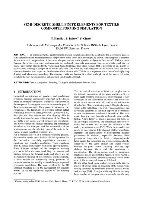 Pdf Semi Discrete Shell Finite Elements For Textile Composite Forming