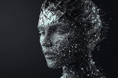 Premium Ai Image Polygonal 3d Wireframe Model Of A Human Head Made Of Triangular Particles