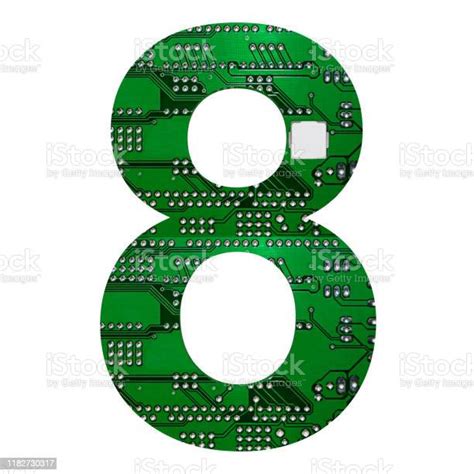 번호 8 회로 기판 스타일의 알파벳 흰색에 격리 된 디지털 하이테크 편지 3d 일러스트레이션 8에 대한 스톡 사진 및 기타 이미지 Istock
