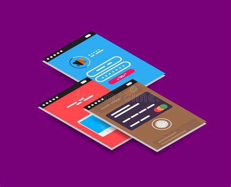 Vector Isometric Mobile App Ui Design Concept Stock Vector Illustration Of Application