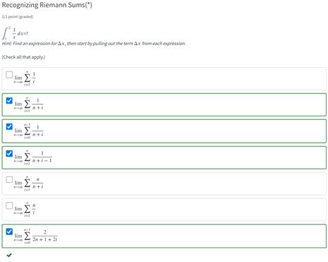 Calculus Recognizing Riemann Sums Stuck On The Algebra Raskmath