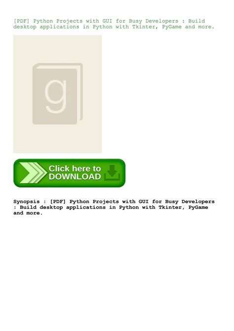 Pdf Python Projects With Gui For Busy Developers Build Desktop Applications In Python With