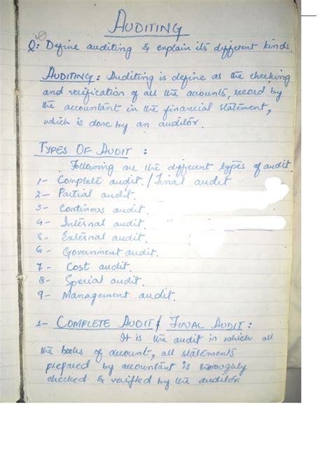 Auditing Types Of Auditing Audit Program Complete Theory Hand Written Notes Auditing Stuvia US