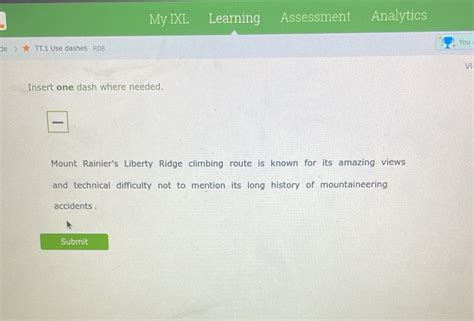 Solved My Ixl Learning Assessment Analytics You De Tt1 Use Dashes Rd8 Vi Insert One Dash W