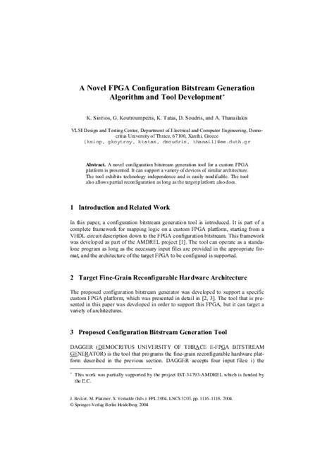 A Novel Fpga Configuration Bitstream Generation Algorithm And Tool