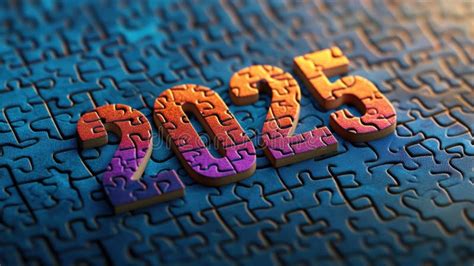 Interlocking Puzzle Pieces Forming The Year 2025 Stock Illustration Illustration Of Type Cube