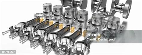 3d 렌더링 피스톤과 피스톤 링이 있는 엔진 베어링 크랭크 샤프트 3차원 형태에 대한 스톡 사진 및 기타 이미지 3차원 형태 V6 강철 Istock