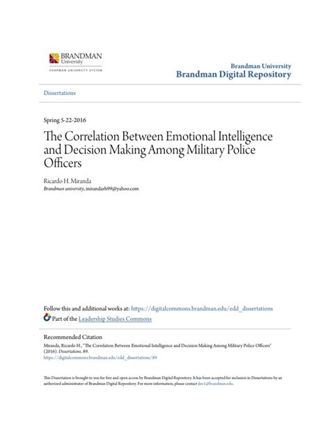 The Correlation Between Emotional Intelligence And Decision Making