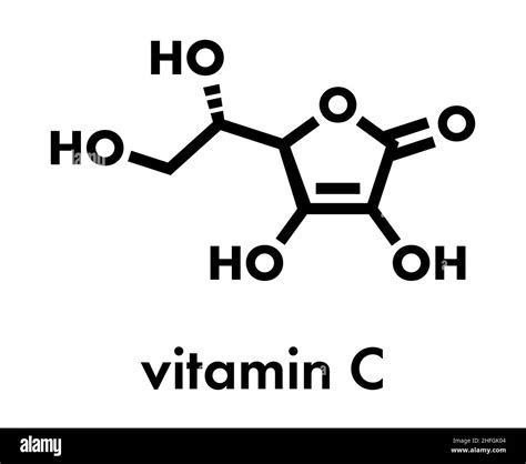 Vitamin C Ascorbic Acid Ascorbate Molecule Skeletal Formula Stock