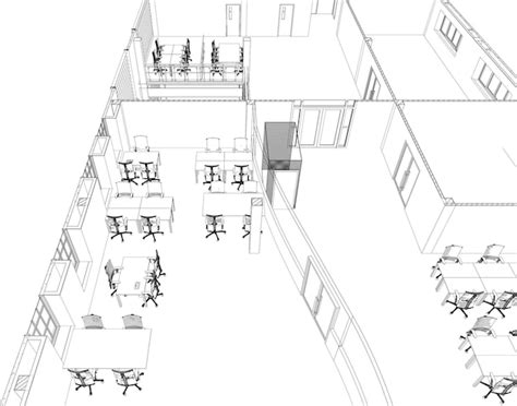 Premium Vector A Drawing Of A Classroom With A Desk And Chairs
