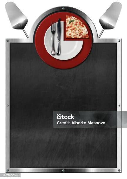 흰색 배경에 분리된 빈 칠판이 있는 피자 메뉴에 대한 템플릿 0명에 대한 스톡 사진 및 기타 이미지 0명 검은색 공란 Istock