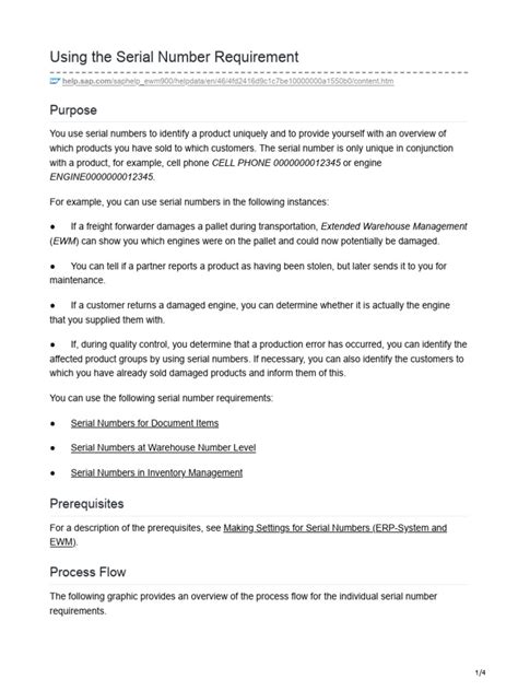 Ewm Using The Serial Number Requirement Pdf Warehouse Enterprise Resource Planning