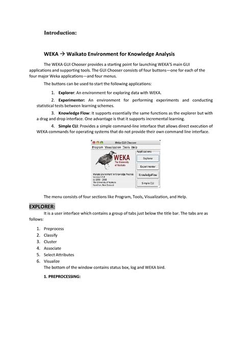 St Expt Datawarehouse Weka Experiment Introduction WEKA Waikato Environment For Knowledge