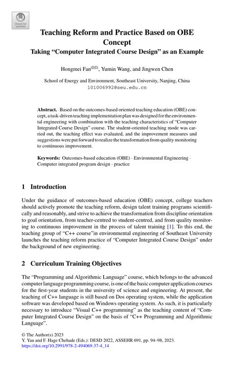 Pdf Teaching Reform And Practice Based On Obe Concept Taking