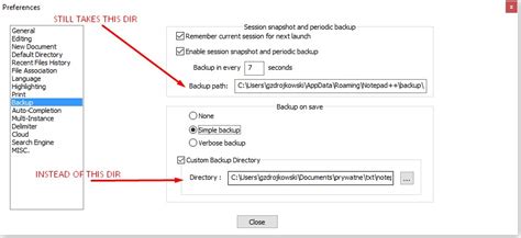 763 Custom Backup Dir Setting Not Working At All · Issue 5354