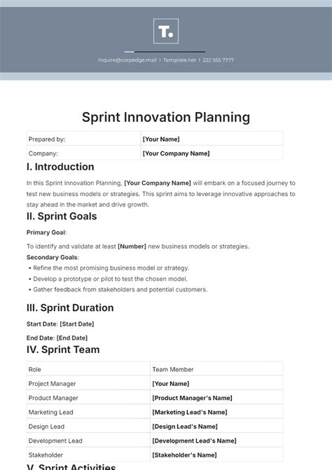 Free Sprint Innovation Planning Template To Edit Online