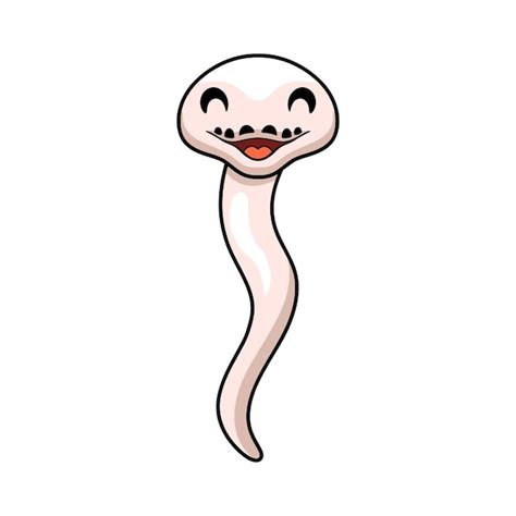 Premium Vector Cute Black Eyed Leucistic Reticulatus Python Cartoon