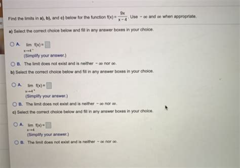 solved 9x find the limits in a b and c below for the