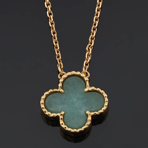 Van Cleef And Arpels Alhambra Green Jade Yellow Gold Pendant Necklace