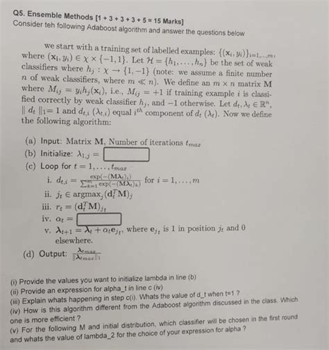 Solved Q5 ﻿ensemble Methods Marks Consider Teh Following