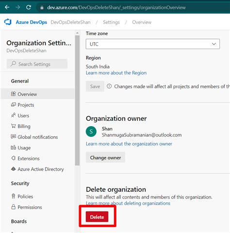 Removing An Azure Devops Organization Azuredevops Guide