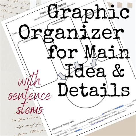 Graphic Organizer For Main Idea And Details With Sentence Stems Tpt