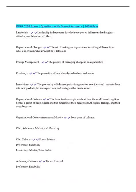 WGU C Exam Questions With Correct Answers Pass WGU C Stuvia US