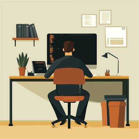 Creative Coding A Flat Illustration Of A Programmer At Work Vector