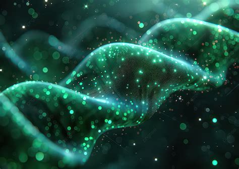 Abstract Representation Of A Dna Strand With Glowing Particles Background Dna Science