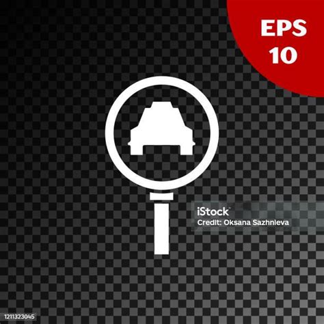 투명 한 어두운 배경에 격리 된 흰색 돋보기와 택시 자동차 아이콘입니다 택시 검색 벡터 일러스트레이션 개념에 대한 스톡 벡터 아트 및 기타 이미지 Istock