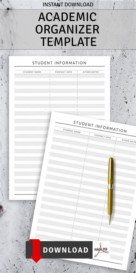 Academic Organizer Template Aesthetic Journal Ideas Exam Planner Printable Diy Planner Id