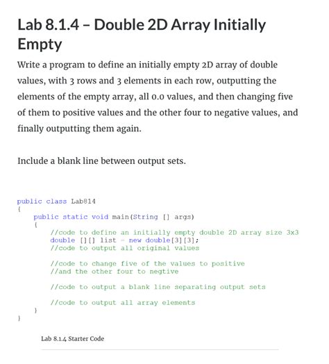 Solved Lab 814 Double 2d Array Initially Empty Write A