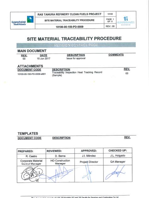Material Traceability Procedure Pdf Pipe Fluid Conveyance Specification Technical Standard