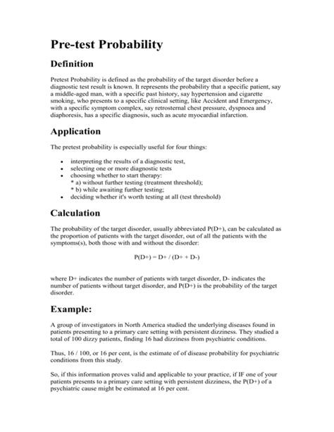 Pre Test Probability