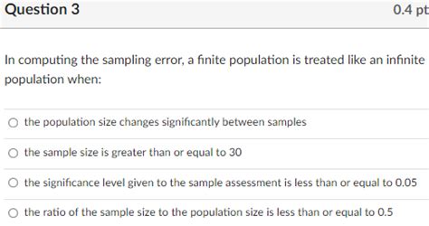 Solved In Computing The Sampling Error A Finite Population Chegg