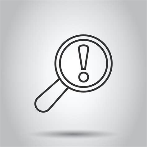 Risk Analysis Icon In Flat Style Exclamation Magnifier Vector