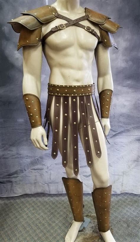 Lederen Armor Gladiator Instellen Larp Cosplay Etsy Leather Armor